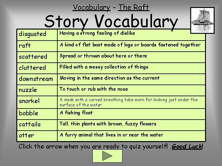 Unit 1 Lesson 5 The Raft Story Vocabulary