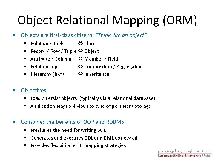 Database Applications 15 415 ORM Part I Lecture