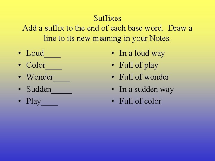 Learn how to use prefixes suffixes and base