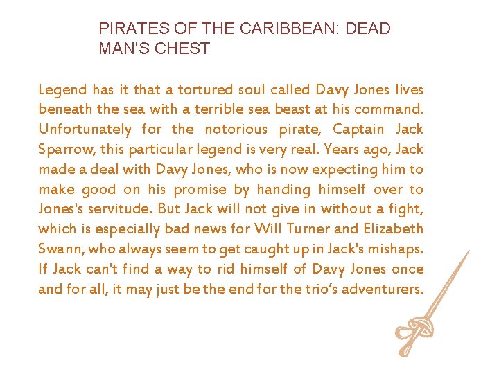 Pirates of the caribbean Parts of the film