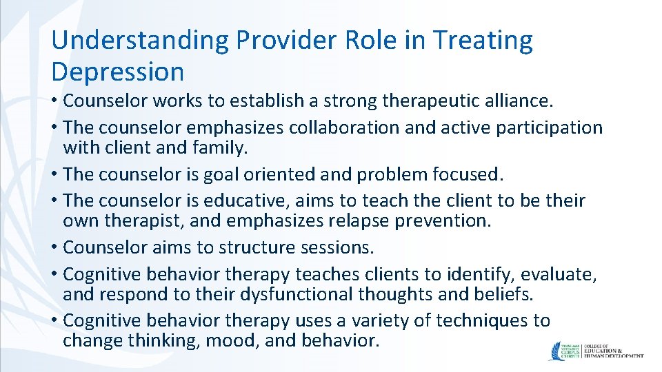 Treating Depression From an Integrated Approach A Collaborative
