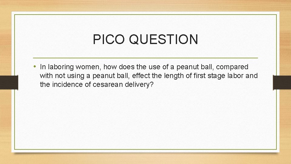 PICO by Suzette Arrindell Background First stage of