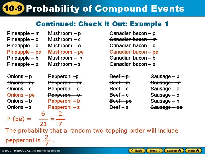 10 9 Probability of Compound Events Warm Up
