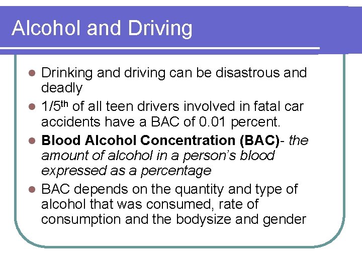 Lesson 3 The Impact of Alcohol Abuse Alcohol