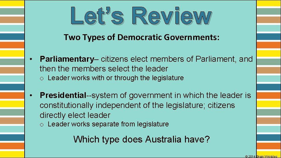 Australias Government A Federal Parliamentary Democracy 2014 Brain