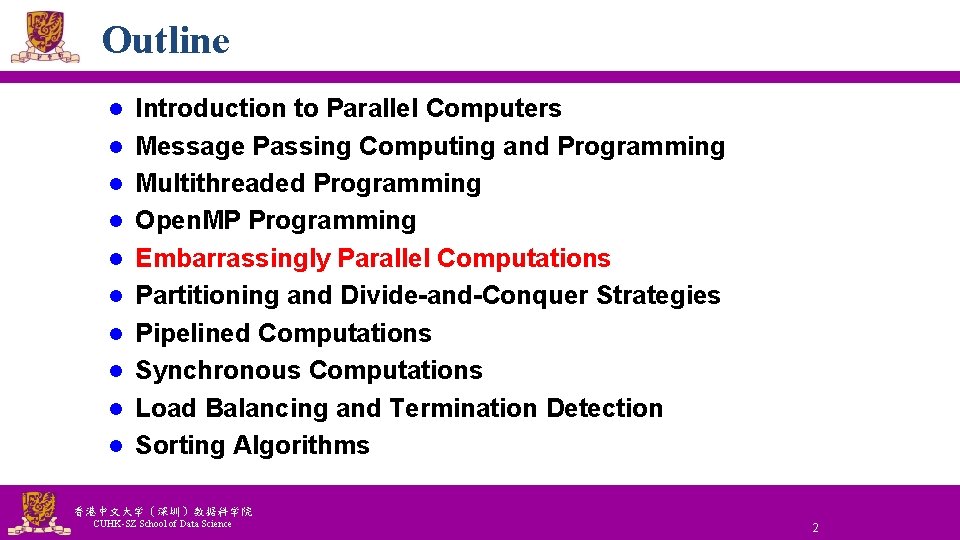 CSC 4005 Distributed and Parallel Computing Prof YehChing