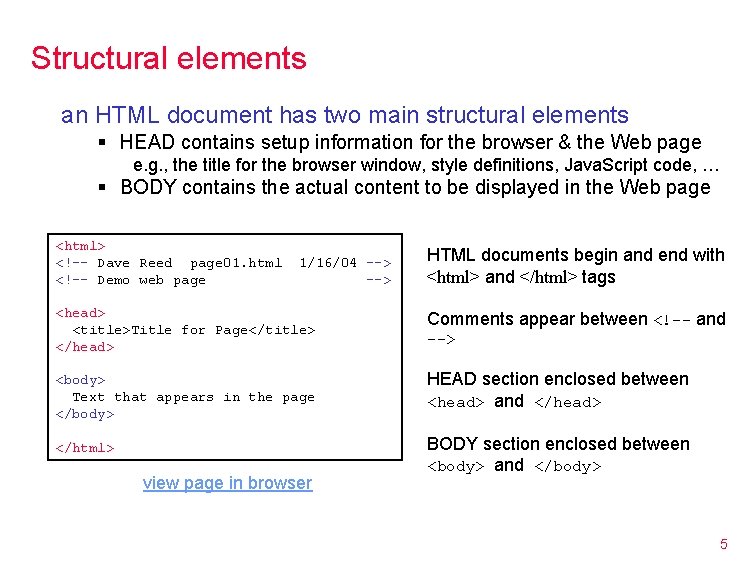 CSC 551 Web Programming Spring 2004 Basic HTML