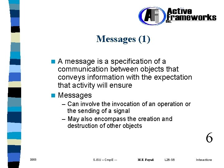 Advanced ObjectOriented Analysis Design Dr M E Fayad