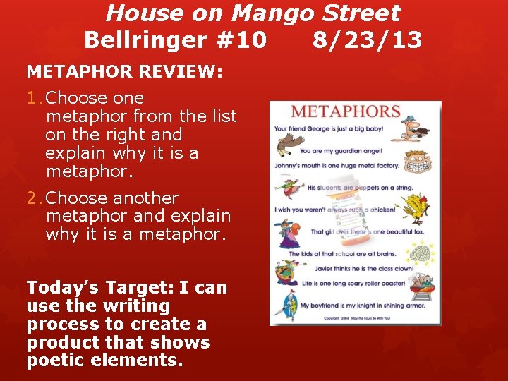 House on Mango Street Bellringer 8 82113 Directions