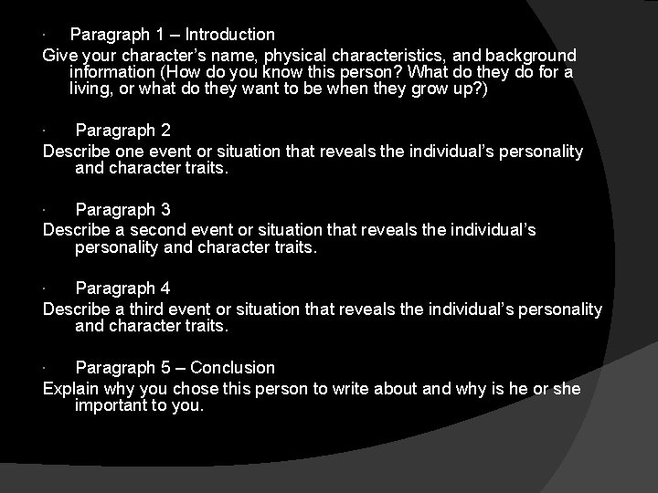 HOW TO WRITE A CHARACTER SKETCH Brainstorming Steps