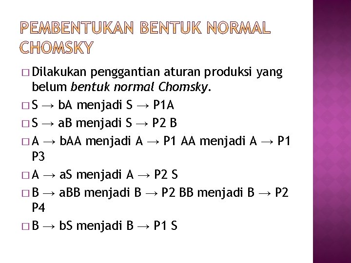 YANI Bentuk Normal Chomsky Chomsky Normal Form CNF