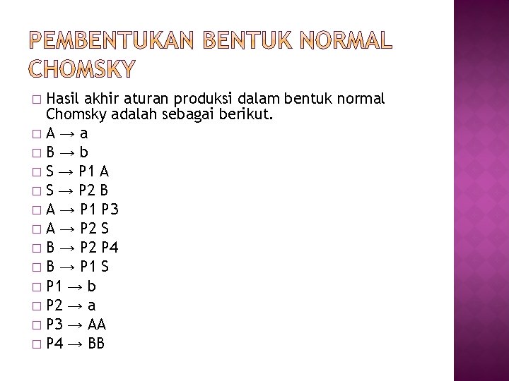 YANI Bentuk Normal Chomsky Chomsky Normal Form CNF