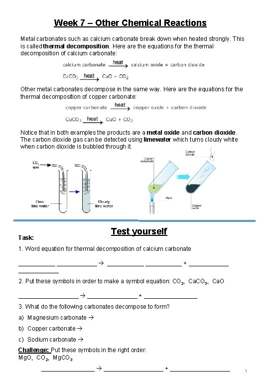 Balanced Equation For Reaction Of Carbon Dioxide With Limewater ...