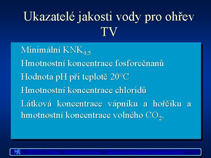 Tepl voda VUT V PRAZE Fakulta stavebn Katedra
