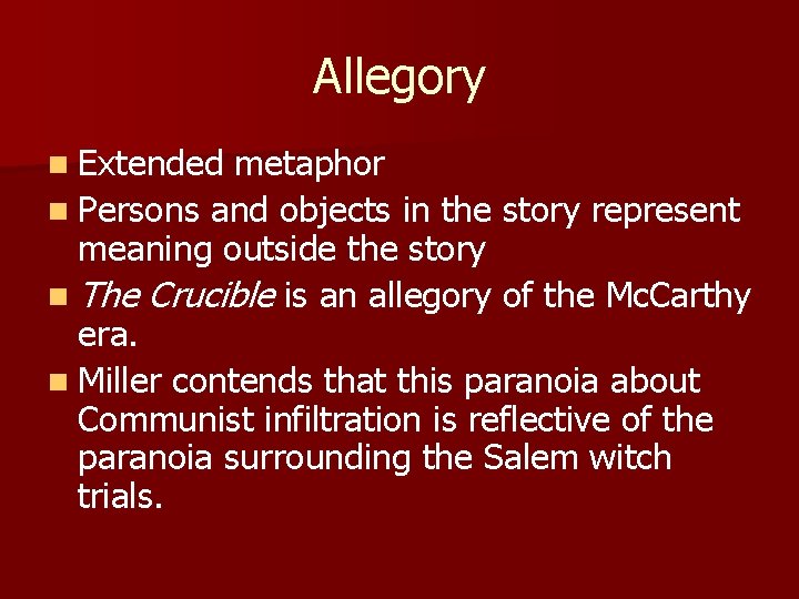 The Crucible Background and Terms to Apply to