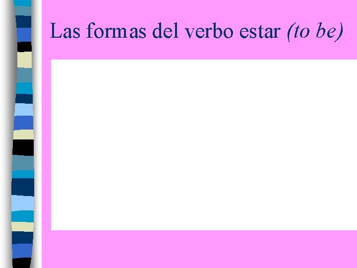 LOS VERBOS SER Y ESTAR Las formas del