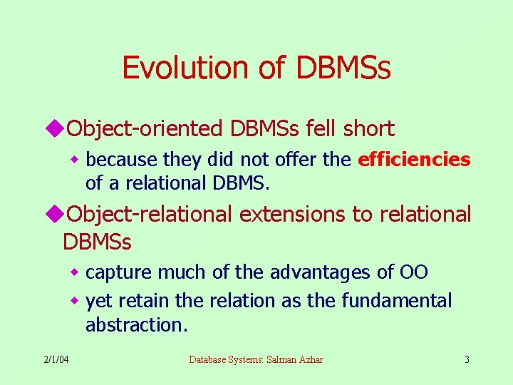 Objectrelational Databases Salman Azhar Userdefined Types Object Ids