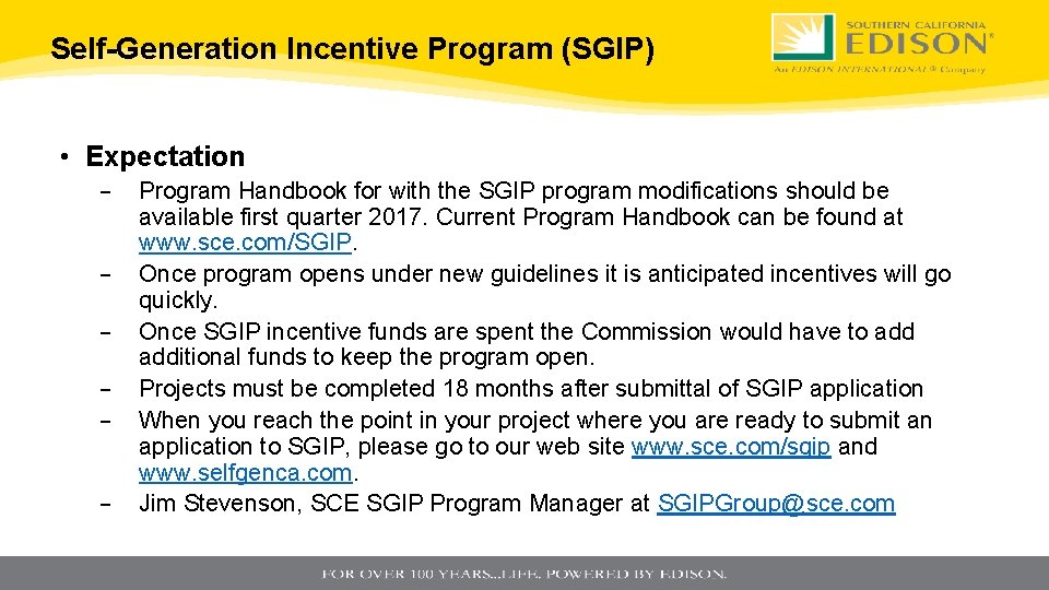 SelfGeneration Incentive Program SGIP SBCCOG Energy Management August