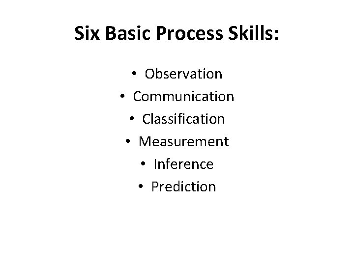 SCIENCE PROCESS SKILLS By Sabrina Fiorini Alexandra Bosch