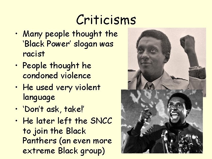 Stokely Carmichael Black Power Lesson starter What were