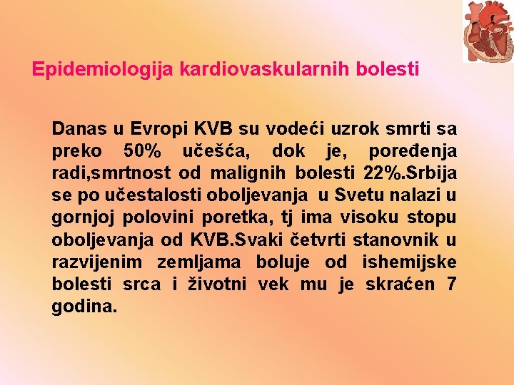 PREVENCIJA KARDIOVASKULARNIH BOLESTI mr sci dr spec Danijela