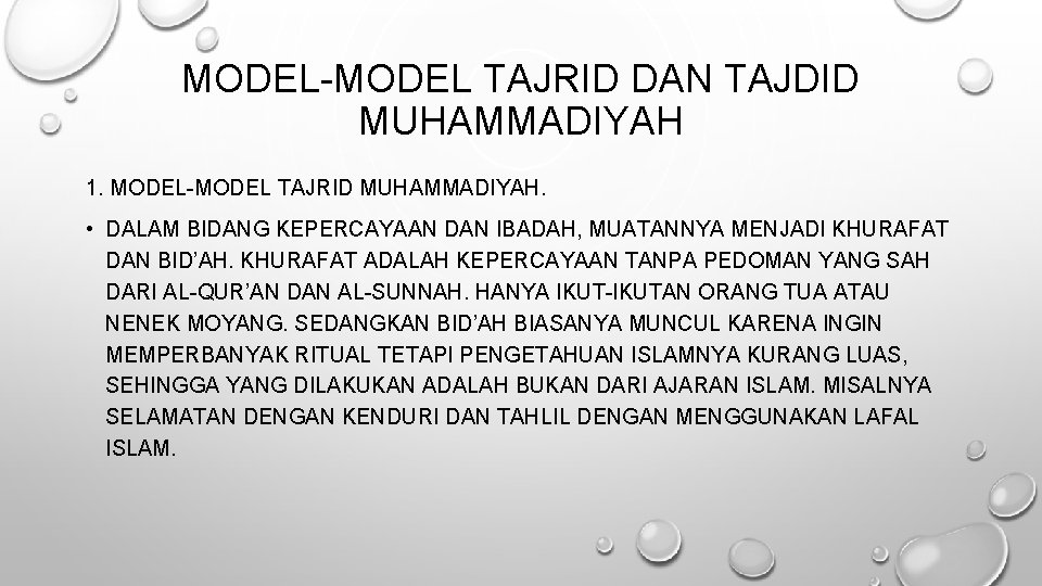 MUHAMMADIYAH SEBAGAI GERAKAN ISLAM YANG BERWATAK TAJRID DAN