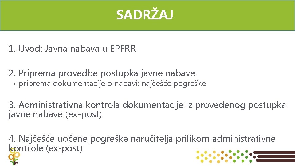 Priprema i provedba postupaka javne nabave u sklopu