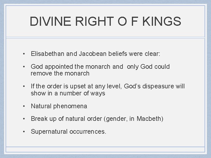 Macbeth and the Great Chain of Being First