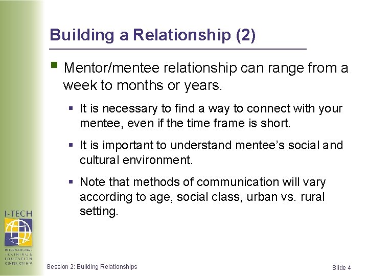 Session 2 Building Relationships Basics of Clinical Mentoring