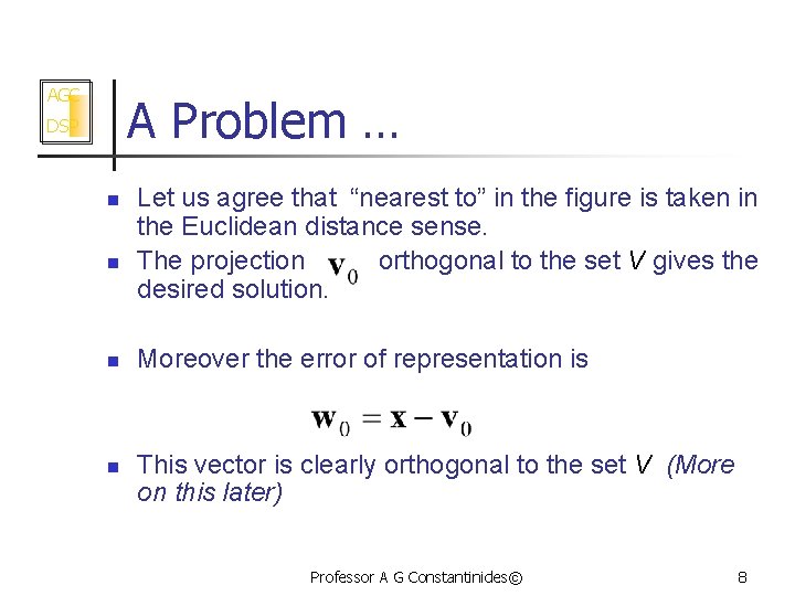 AGC DSP Hilbert Spaces Linear Transformations and Least