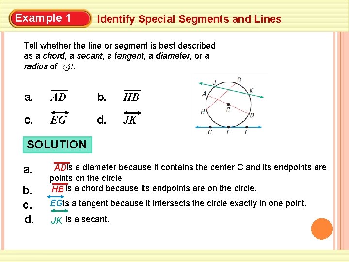 PARTS OF A CIRCLE Objective I will be