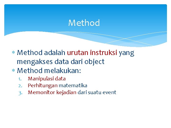 Konsep Dasar Pemrograman Berorientasi Objek Class Object Method
