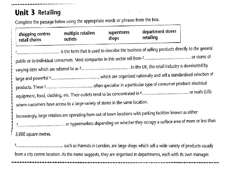 Retailing Contents Key Vocabulary Retailing Customer Satisfaction SB
