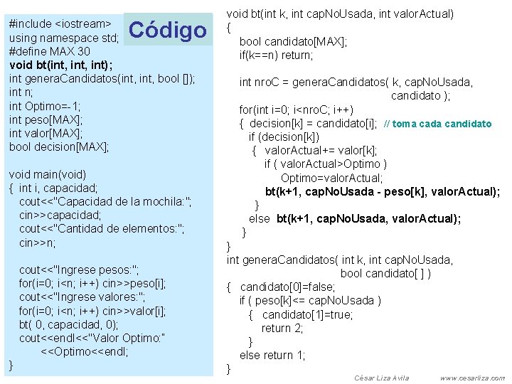 Anlisis y Diseo de Algoritmos Backtracking Parte 2
