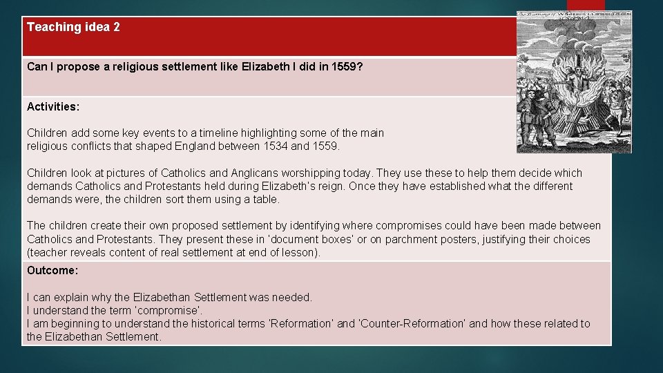 The New History Curriculum TEACHING ELIZABETH I AT