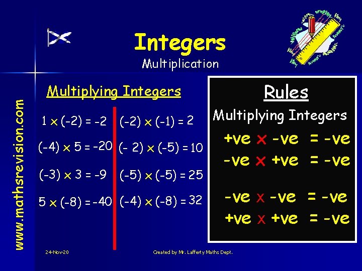 www mathsrevision com Integers Add Subtract Integers Double