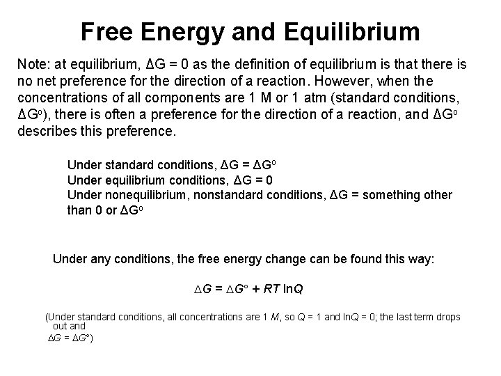 Thermodynamics Chapter 18 Free Energy and Equilibrium Note