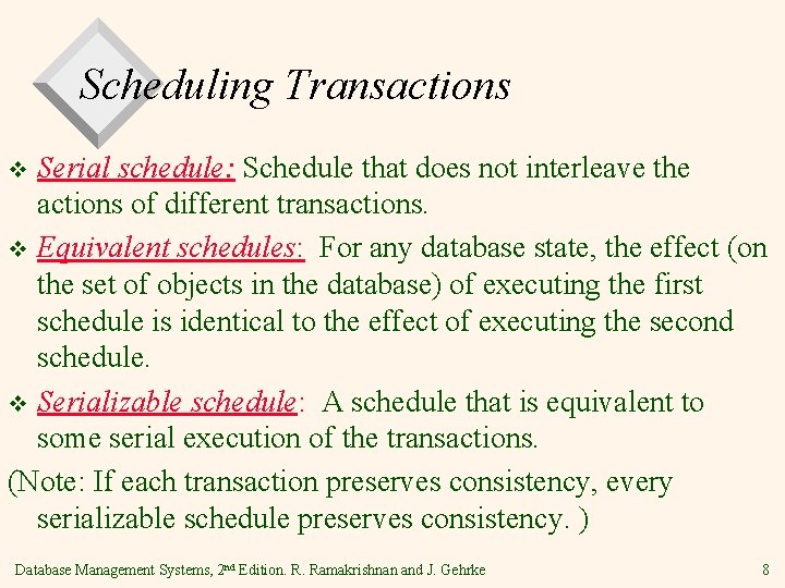 Transaction Management Overview Chapter 18 Database Management Systems