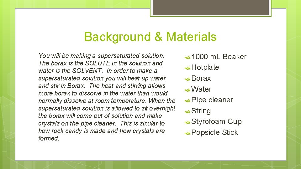 1210 Entry Task on your lab Crystal Formation