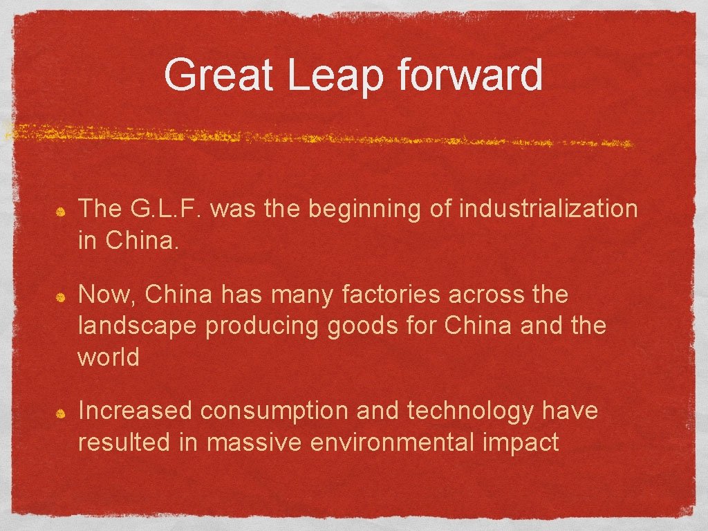 The Great Leap Forward The beginnings of industrialization