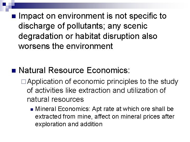 What is Environmental Economics Chapter 1 BCF n