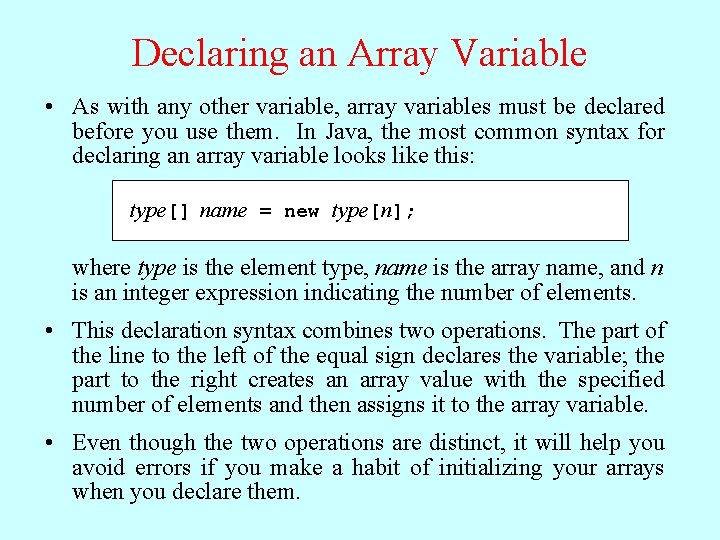 Simple Arrays Eric Roberts CS 106 A February