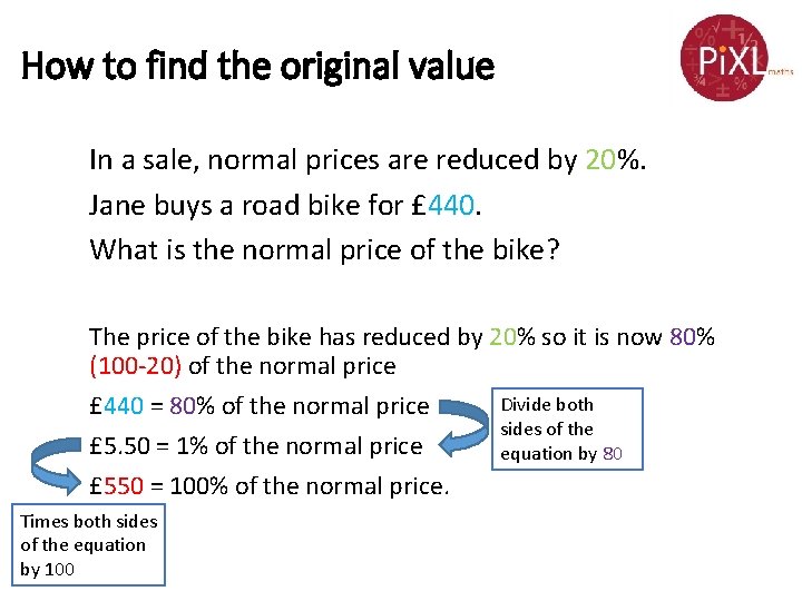 Grade 4 Reverse Percentage Solve percentage problems involving
