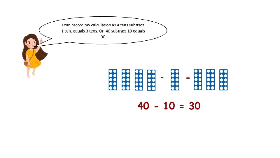 Monday Subtracting tens from a number Thats right