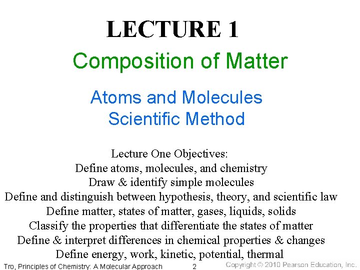 Chapter 1 Matter Measurement and Problem Solving Tro