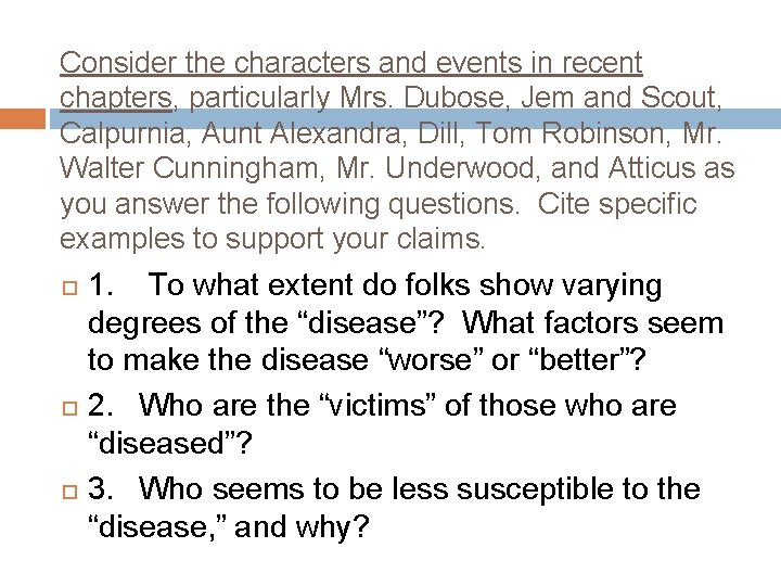 TO KILL A MOCKINGBIRD CHAPTER 10 DIAGNOSING A