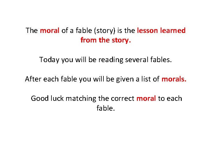 Fables and their Morals Original Power Point from