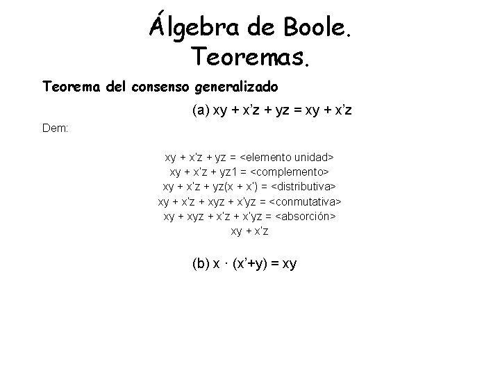 lgebra de Boole lgebra de Boole Definicin axiomtica