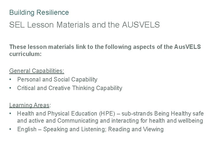 Building Resilience in Children and Young People An