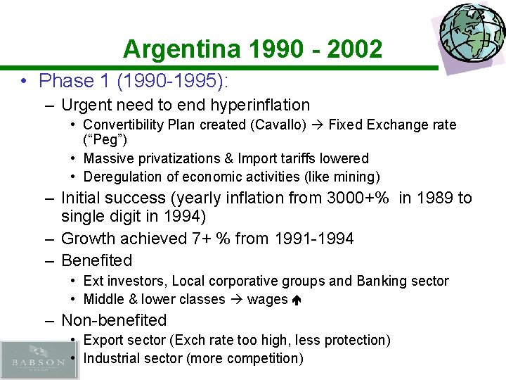 The Argentine Business Environment Roots of the crisis